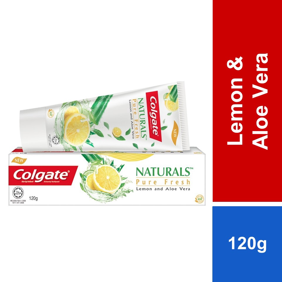 Colgate Naturals Pure Fresh Lemon & Aloe Vera Toothpaste 120g | Shopee ...
