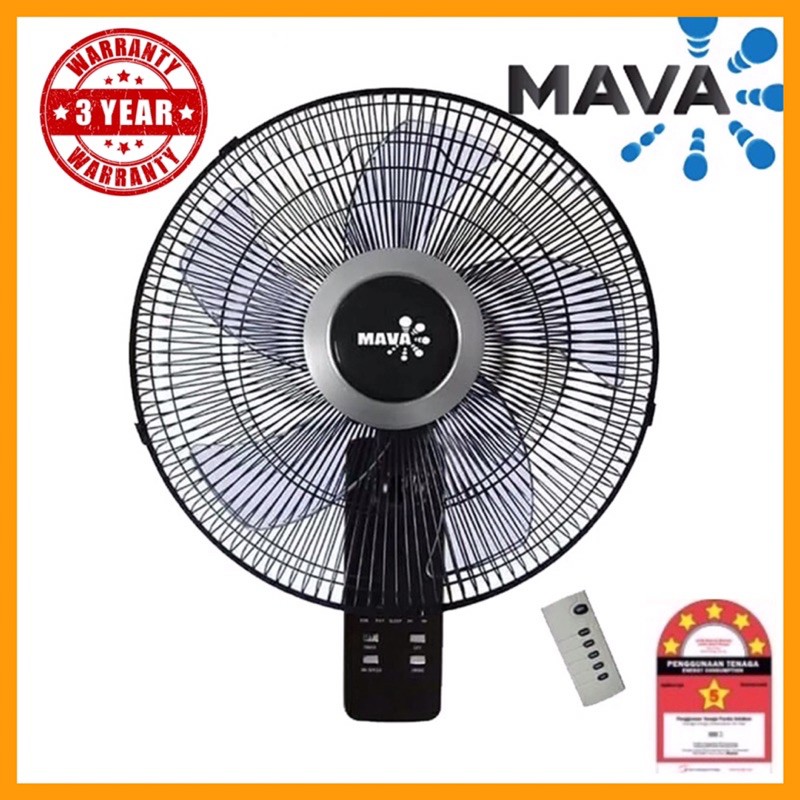 Mava 16” Wall Fan 5 Blades Remote Control Motor 3 Years Warranty ...