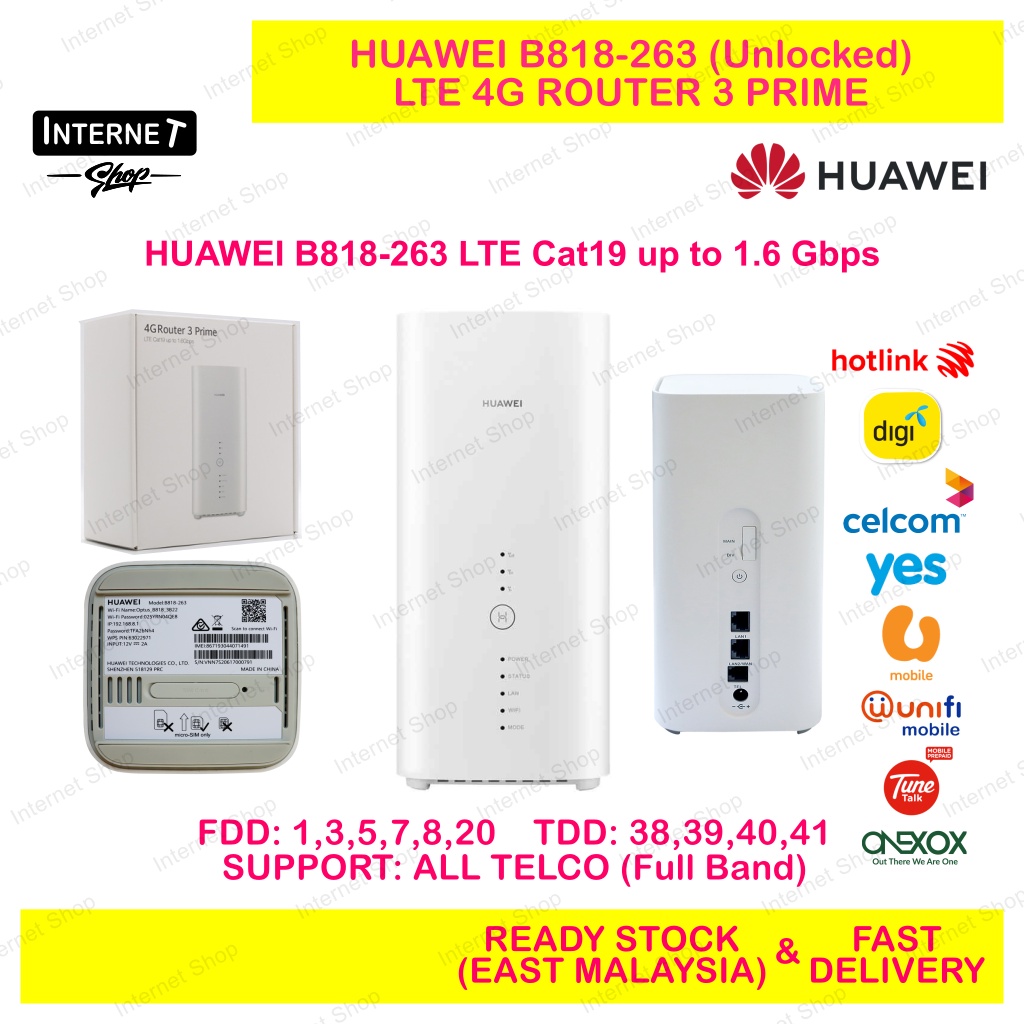 NEW HUAWEI B818-263 B528-23a Modified 4G ROUTER 3 PRIME LTE Cat19 up to ...