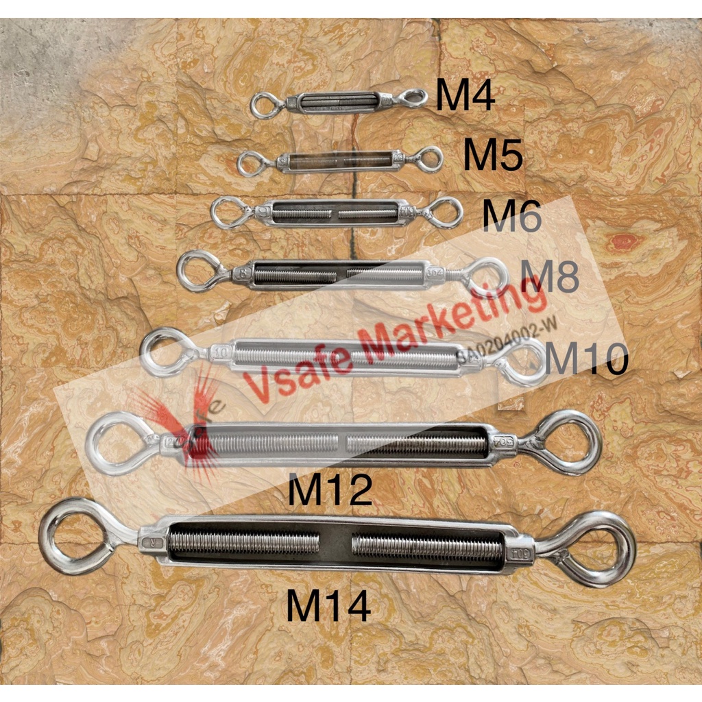 Stainless Steel 304 Adjust Chain Rigging Hooks & Eye Turnbuckle Wire ...