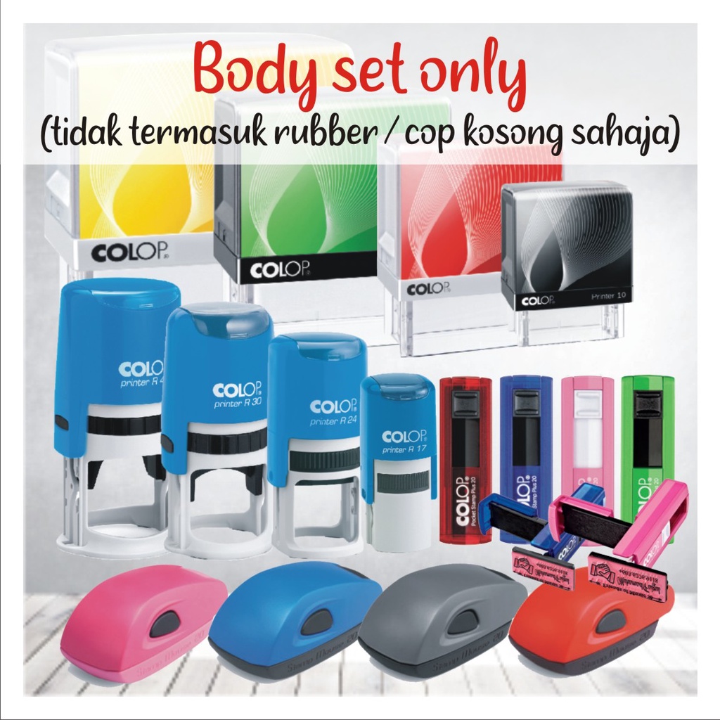 Stamp chop COLOP / selfink stamp body set only (TIDAK TERMASUK TULISAN ...