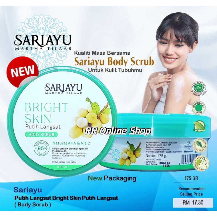 Sariayu Bright Skin Putih Langsat Body Scrub ( Lulur Badan ) - 175gr ...