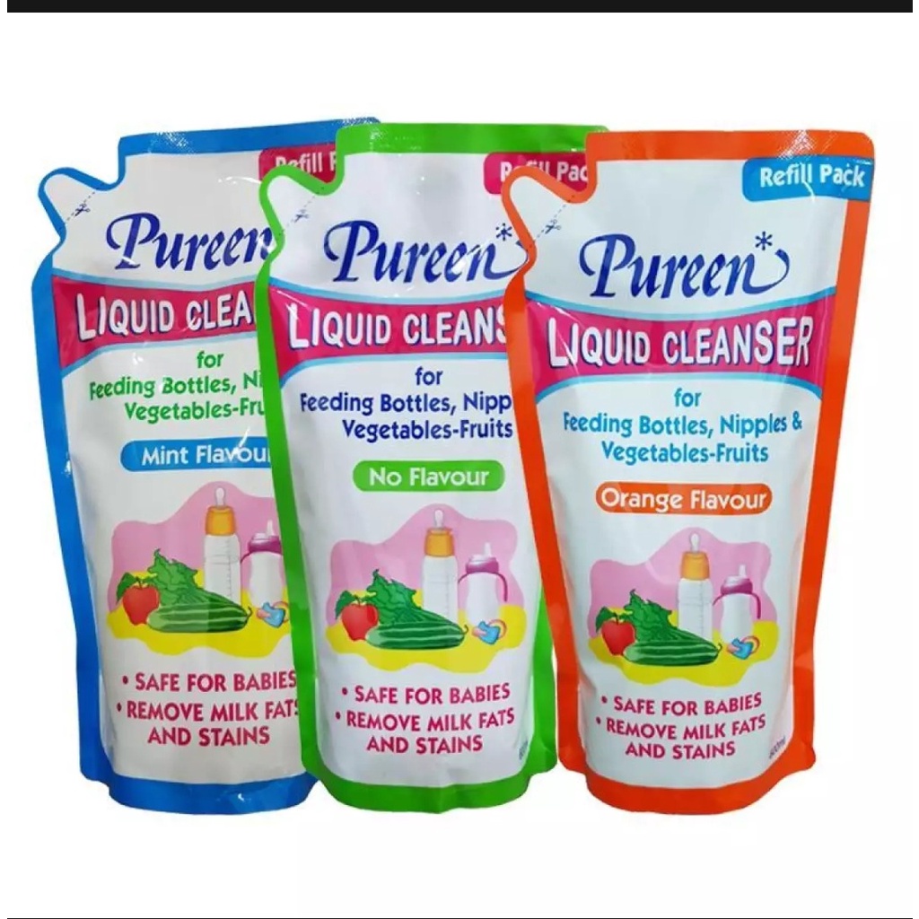 Pureen Refill Liquid Cleanser 600ML (No flavour / Mint Flavour / Orange ...