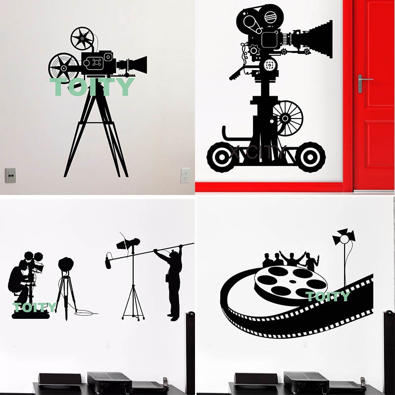 Filming Art Cinema Movie Wall Sticker Acter Producer Filmstrip Vinyl ...