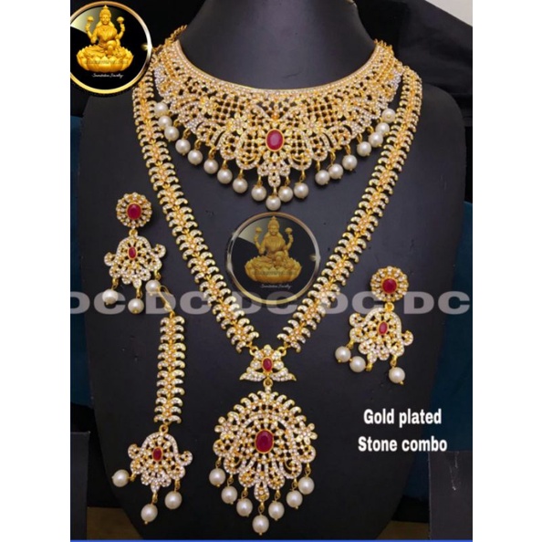 full set gold plated stone combo set( Ready Stock) | Shopee Malaysia