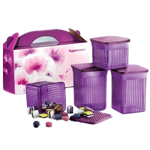 Tupperware Elegant Square Set (4) 510ml/800ml PWP Snack It (1) 1.75L ...