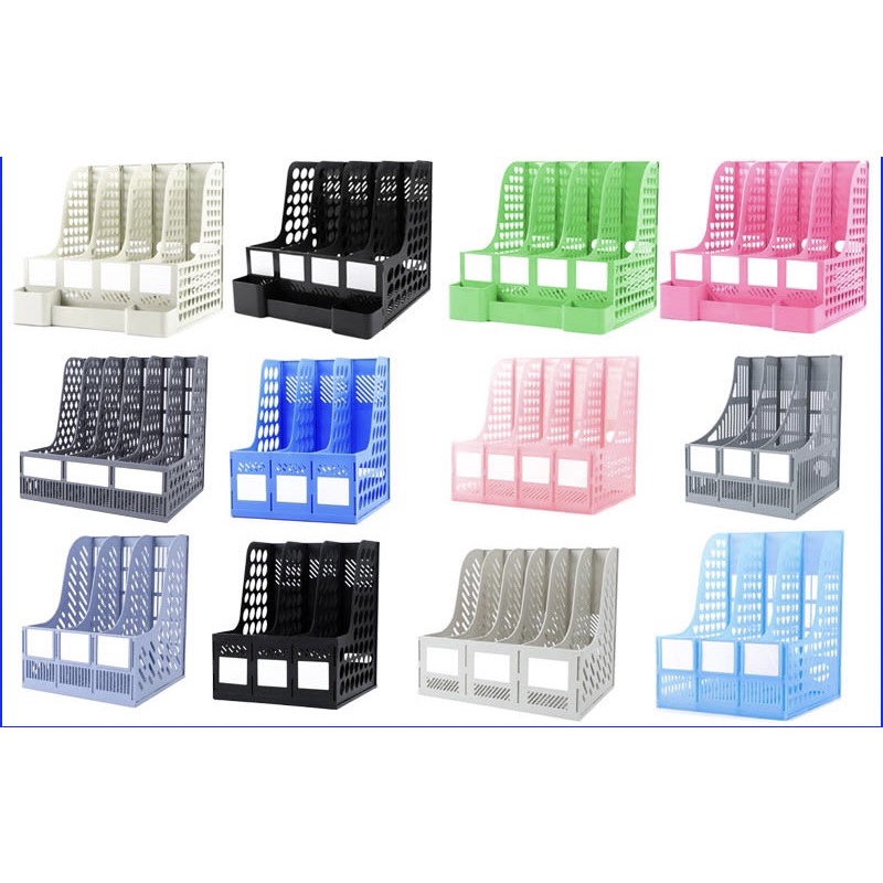 Office Supplies File Rack Quadruple Plastic Bookshelf Desktop Data ...