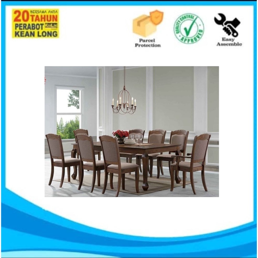 KLSB Set Meja Makan 8+1 Seat Kusyen / Set Makan/ Dining Set/ Dining ...