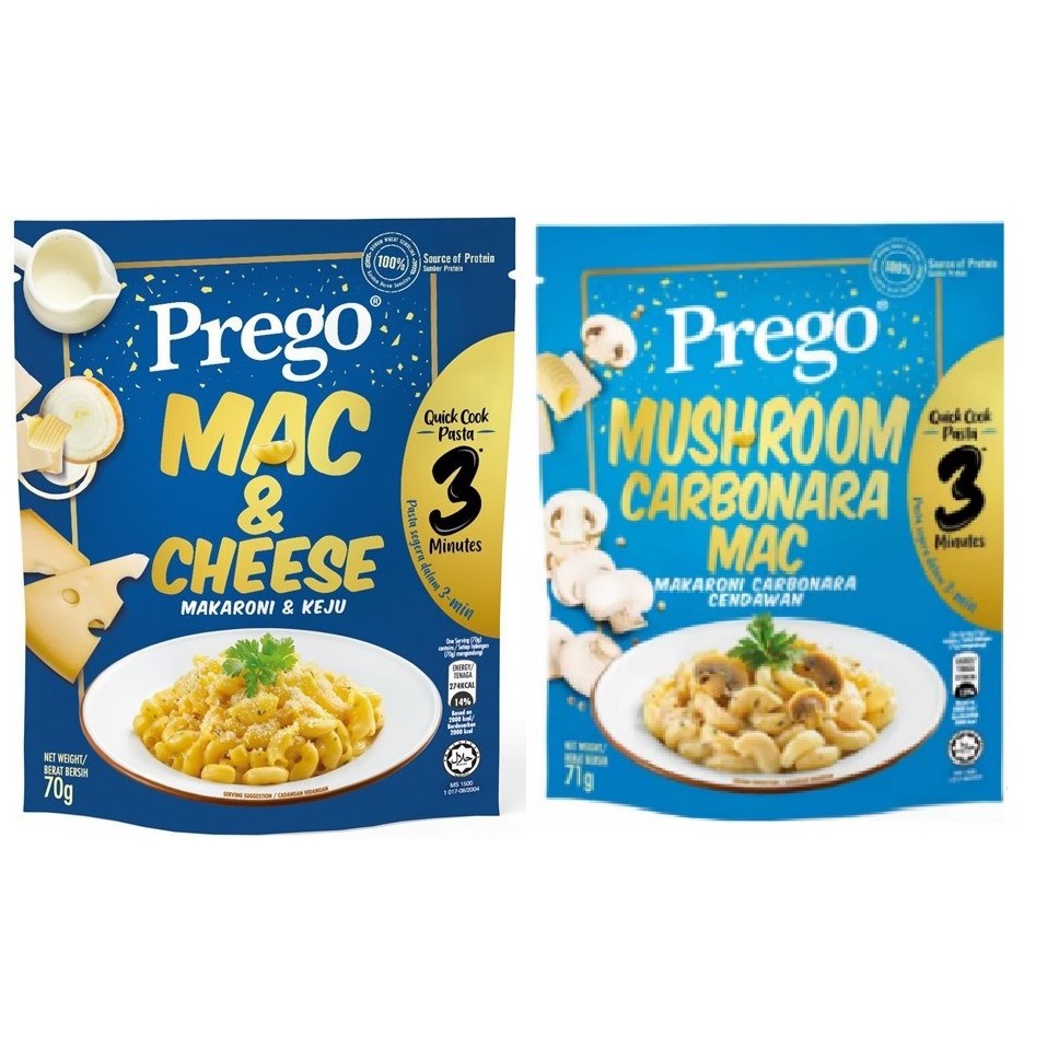 Prego Macaroni Pasta 3 Minutes (Mac Cheese 70g / Mac Carbonara 71g ...