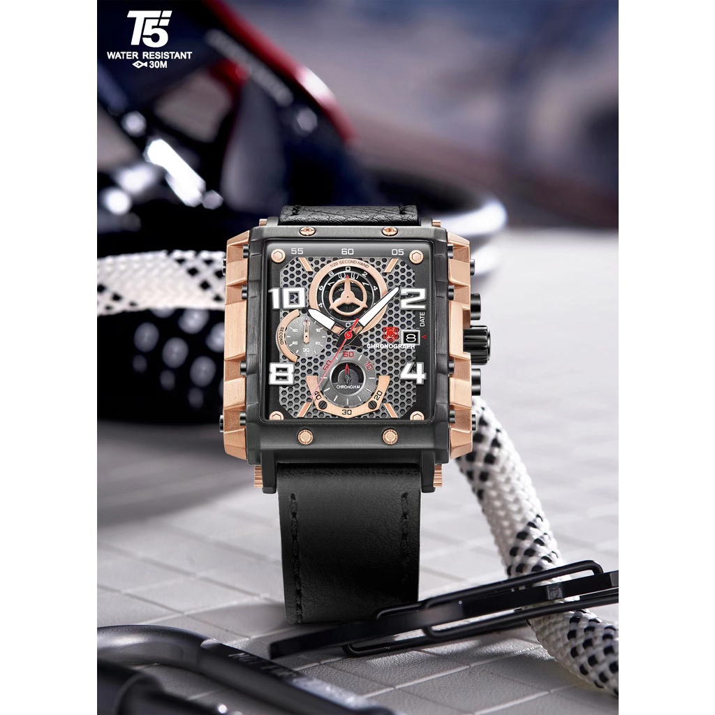 T5 Watch Original (Malaysia) TH3864G Chronograph Date Genuine Leather ...