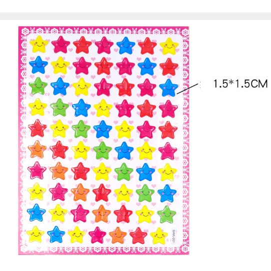 3 Sheet Star Stickers. DIY Star Kids Stickers. Reward Stickers For ...