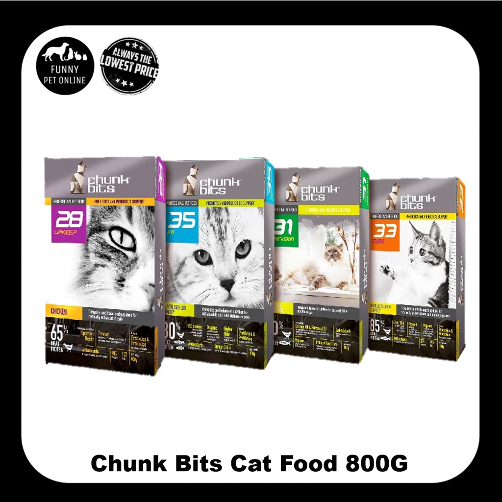 Chunk Bits Cat Food 800G - Upkeep 28, Hair & Skin 31, Fit 35, Cubs 33 ...