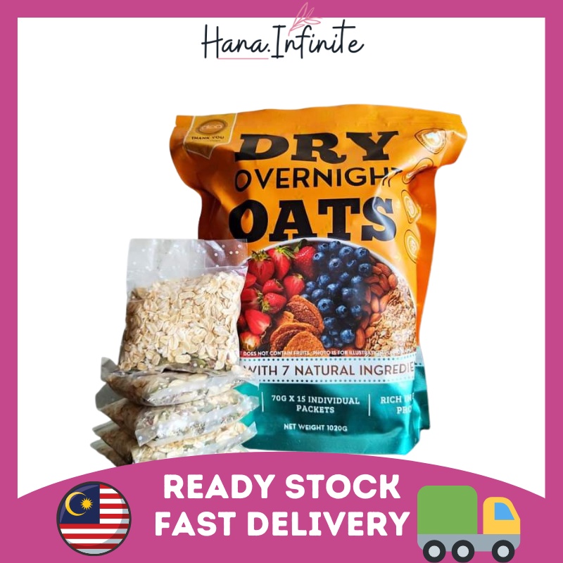 Loose Pack (DRY OVERNIGHT OAT)- Premium rolled oat 70g mixed nuts and ...