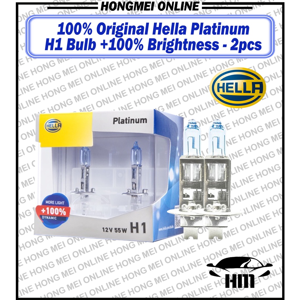 100% ORIGINAL HELLA PLATINUM H1 BULB +100% BRIGHTNESS (2 PCS) | Shopee ...