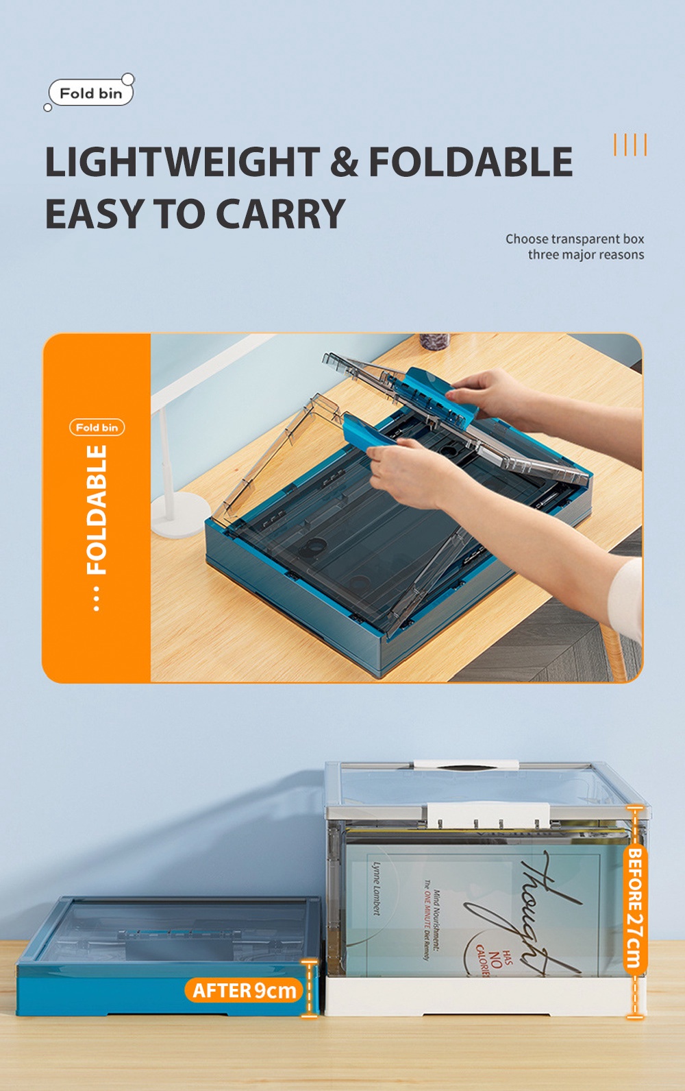 MB SO024 Collapsible Transparent Plastic Storage Box Front Open Door ...