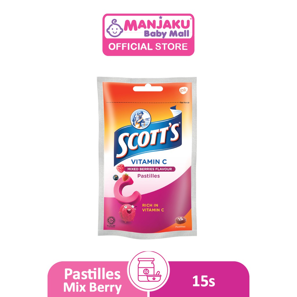 Scott's Vitamin C Pastille with Zipper (30g) - Mixberry / Peach / Mango ...