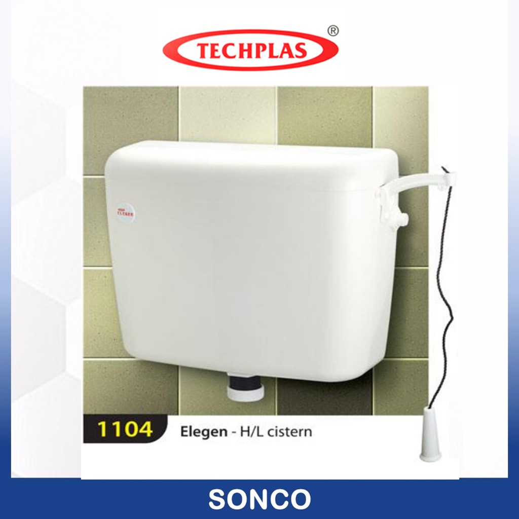 TECHPLAS Elegen Plastic Flushing Cistern High Level / Tangki Plastik 9 ...