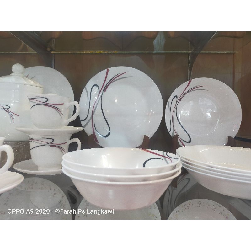 Set Pinggan Makan/Dinner Set 33 pcs(Red Black Spiral) | Shopee Malaysia