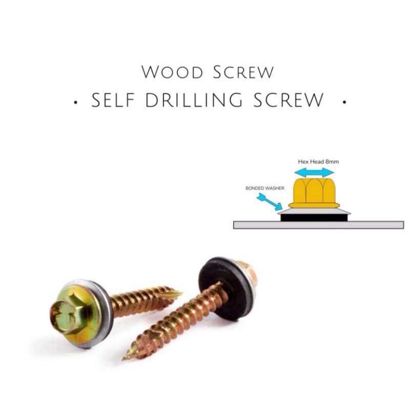 ( WOOD ) TDHW SELF DRILLING SCREW WITH WASHER AWNING SCREW SKRU ATAP ...