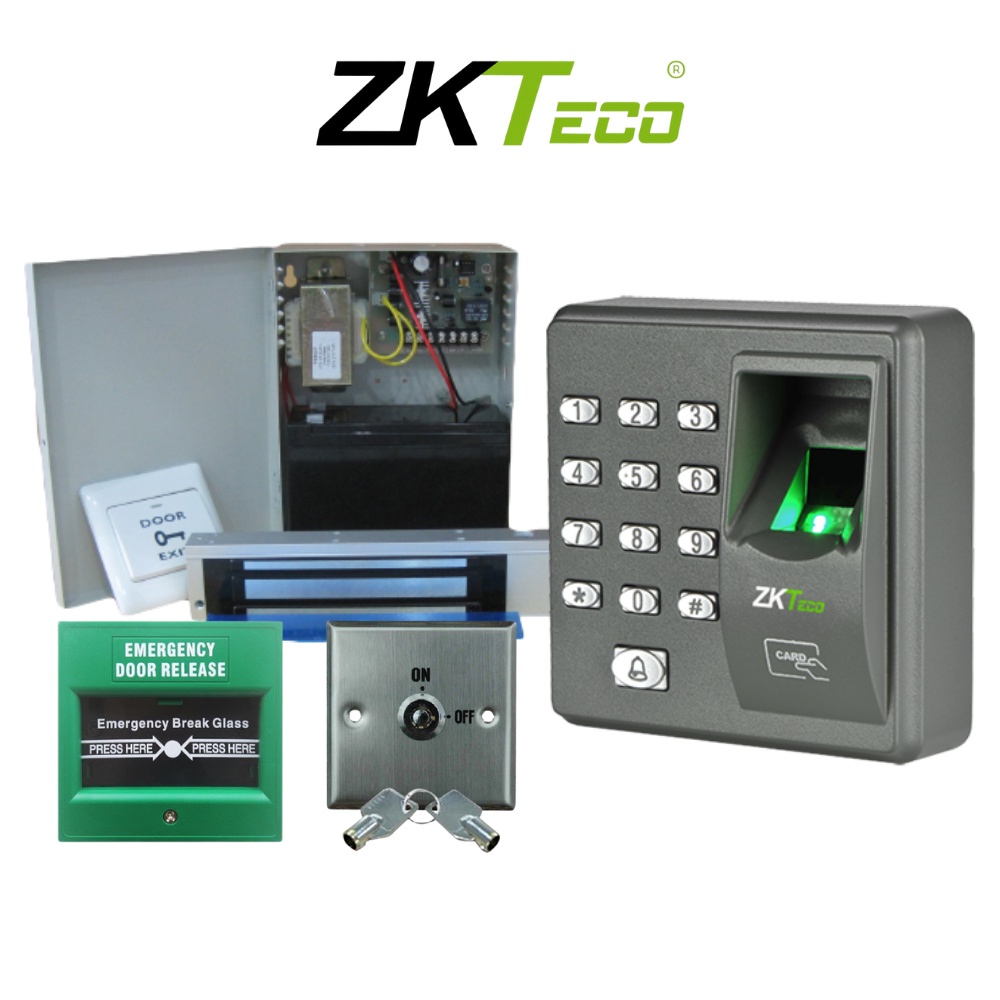 ZKTECO X7 Simple Fingerprint + RFID Card & Pin Code Door Access Package ...