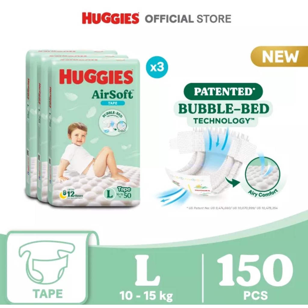 Huggies AirSoft Tape L50 x 3 | Shopee Malaysia