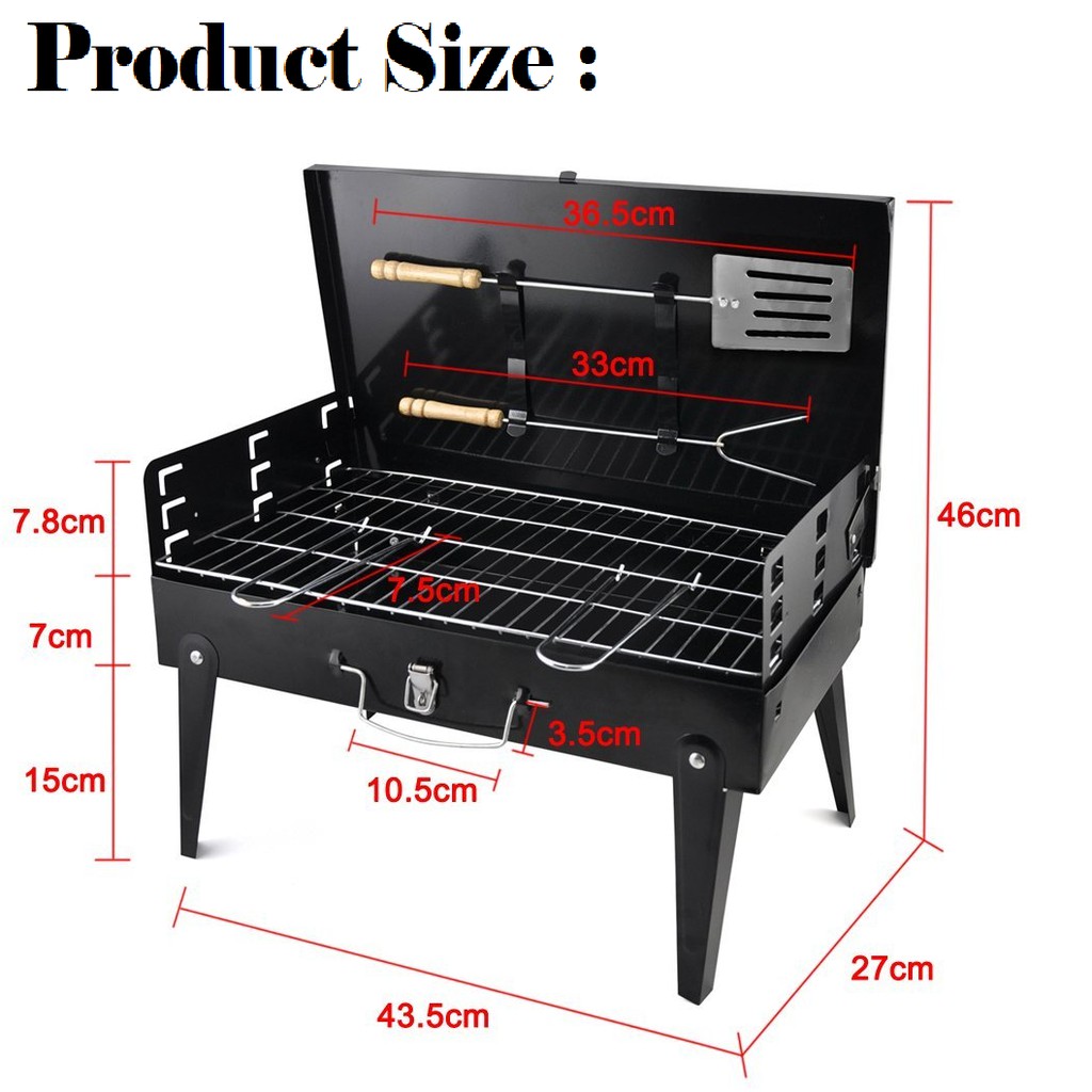 Stainless Steel Foldable BBQ Grill Charcoal Roast Barbecue Pan tempat ...