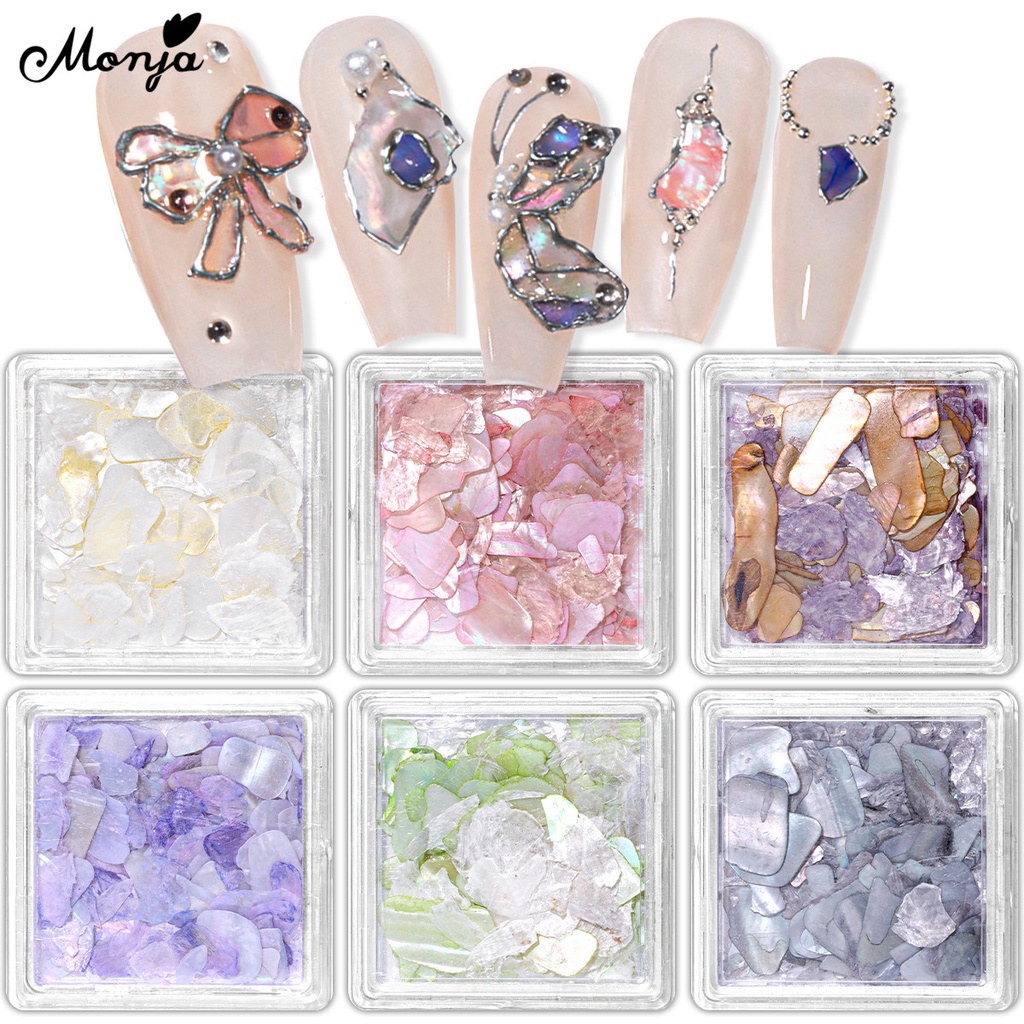 Monja 3D Fancy Irregular Mica Mixed Shell Shiny Fragments Nail Art ...