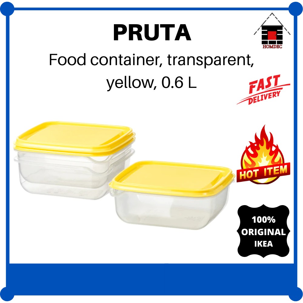 IKEA PRUTA Food Container, 3 pieces, yellow I Bekas Makanan Kuning 3 ...