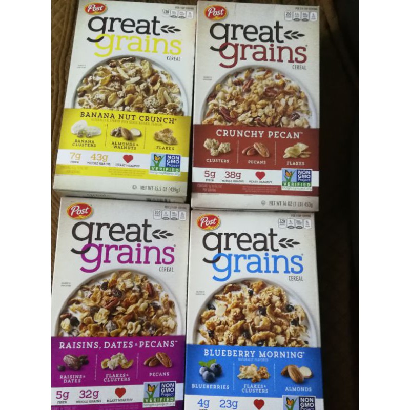 Post Great Grains Cereal(Imported) Banana Nut/ Crunchy Pecan/ Raisins ...