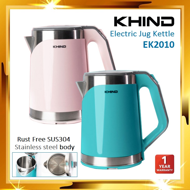 KHIND 2.0L CORDLESS JUG KETTLE EK2010 ( NEW 2022 MODEL ) / EK18SS Cerek ...