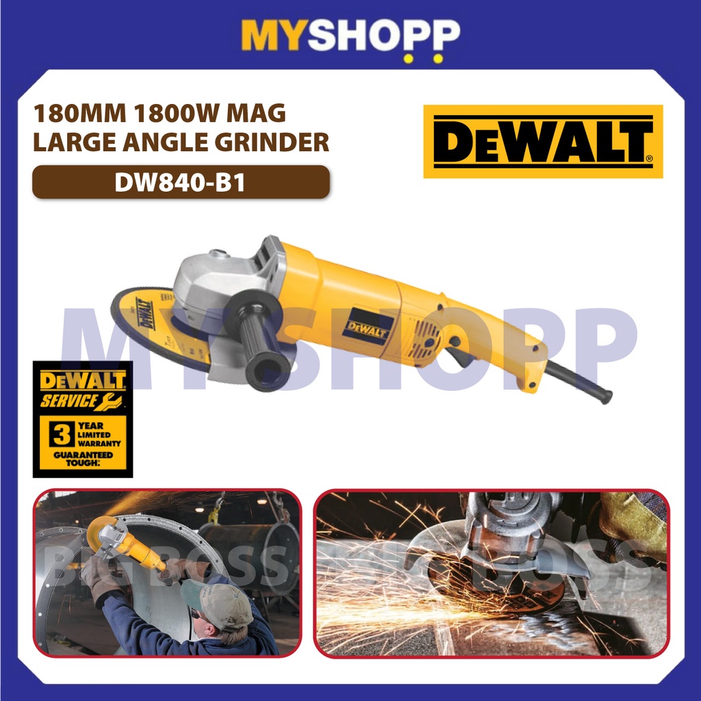 DEWALT 1800W 180mm / 7" Trigger Switch Large Angle Grinder [ DW840-B1 ...