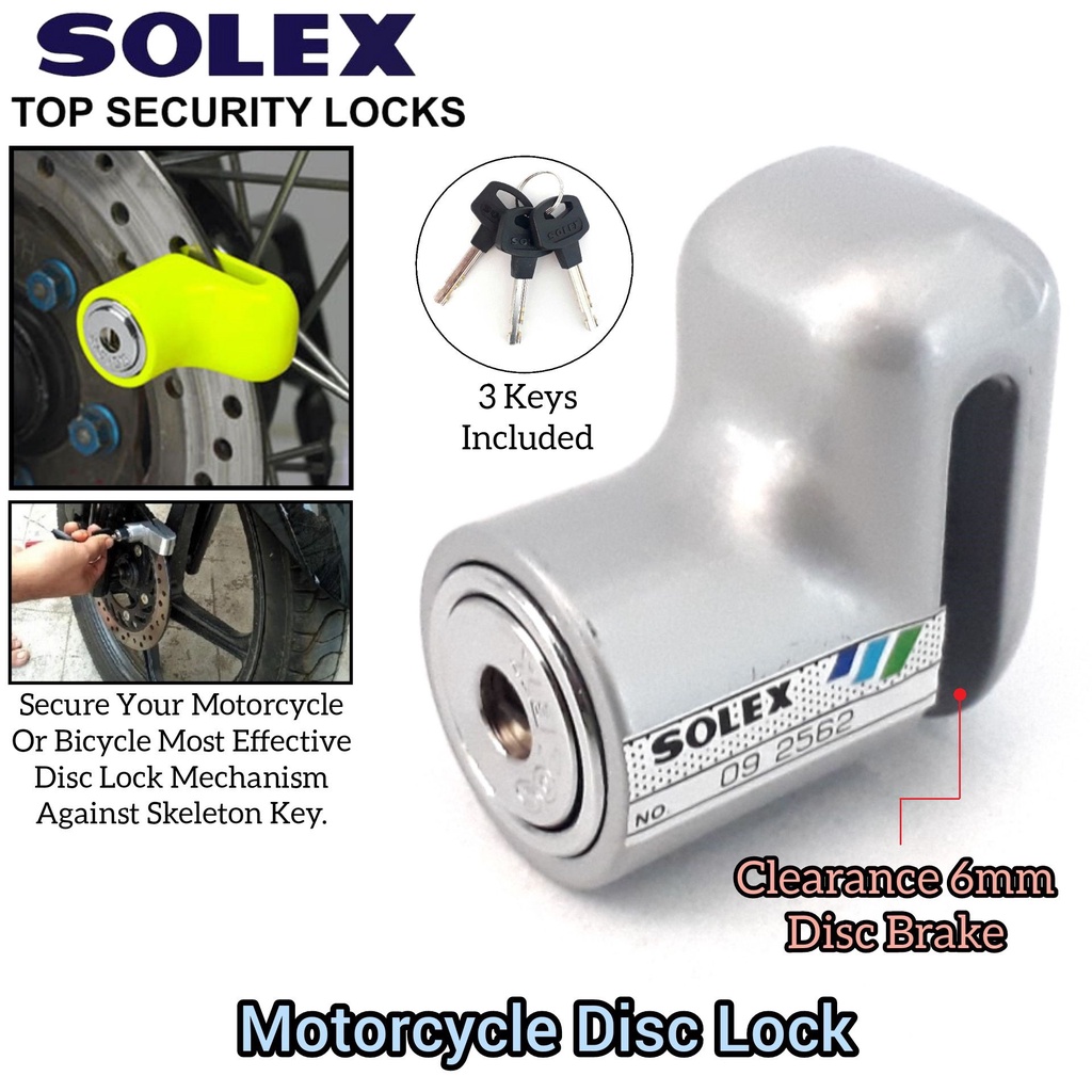 Solex Motorcyle Disc Lock With Key Set For MotorBike Motor Lock Safety ...
