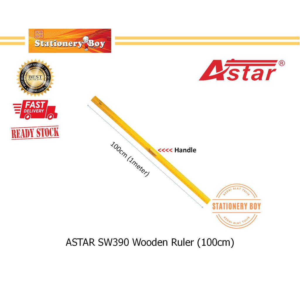ASTAR SW390 Wooden Ruler / Pembaris Kayu Panjang - 100cm (1 meter) | Shopee Malaysia