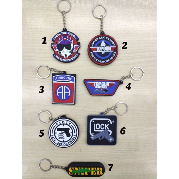 Keychain glock top gun maverick sniper airborne keychain getah gantung ...