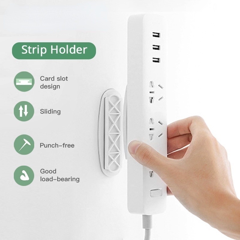 Wall Mounted Shelf Punch-free Plug Fixer Home Self-Adhesive Socket ...