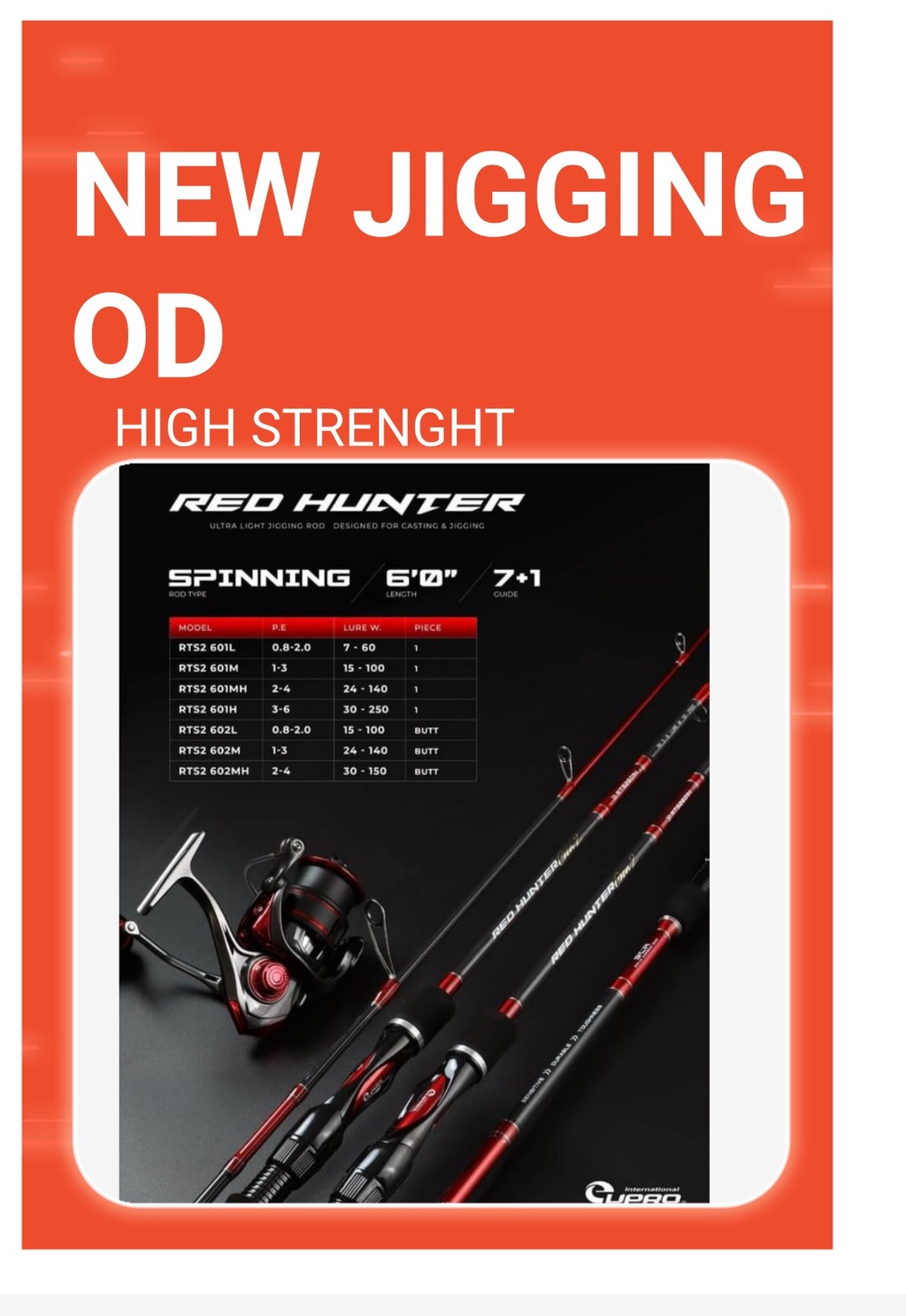New 2022 Eupro Red Hunter Gen2 Jigging Rod | Shopee Malaysia