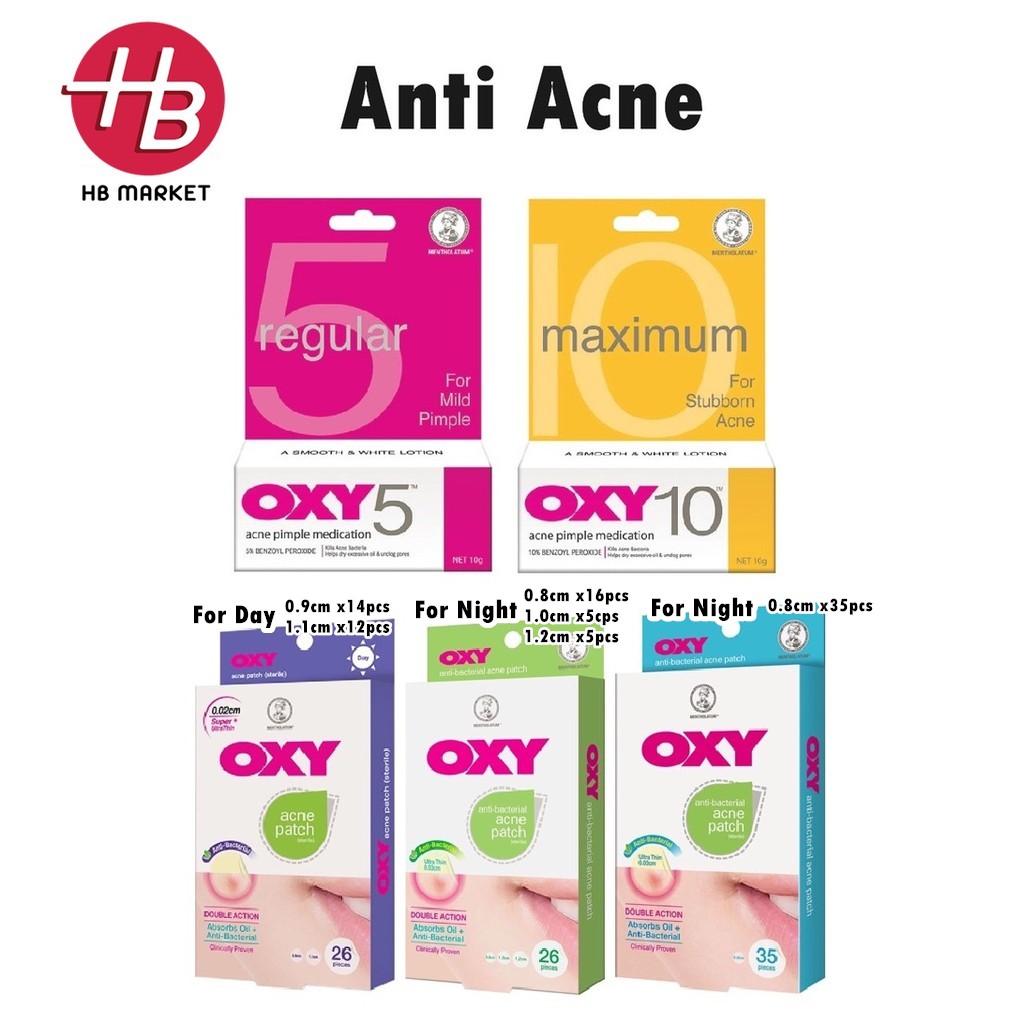 Oxy Anti-Bacterial Acne Patch 26's 35's / OXY 5 10g / OXY 10 10g - Acne ...
