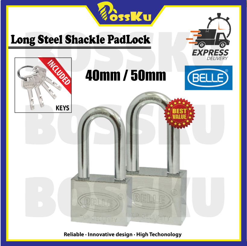 BELLE Long Steel Shackle PadLock (Gembok Panjang) | Shopee Malaysia