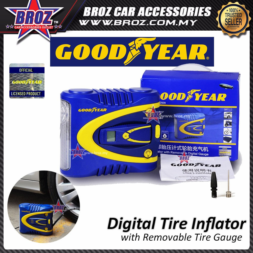 Goodyear GY-2509 Digital Tire Inflator with Removable Tire Gauge ...