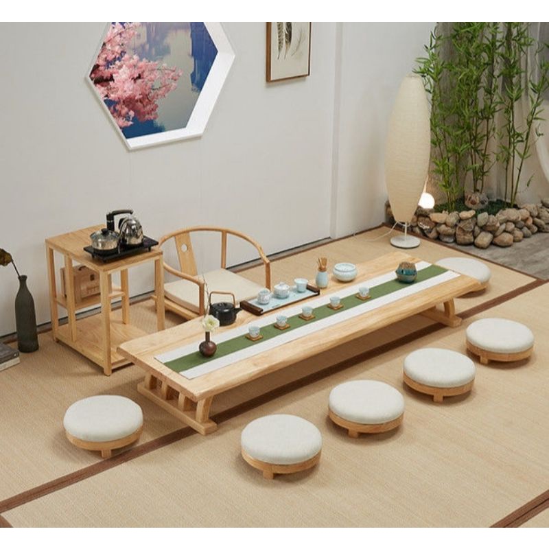 Japanese tea table and chairs solid wood tatami tea table new Chinese ...