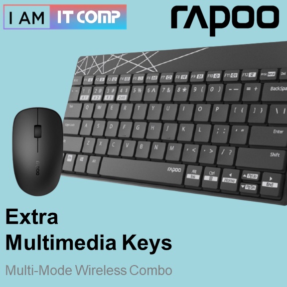 RAPOO 8000M Multi-Mode Wireless Bluetooth Combo Mouse & Keyboard ...