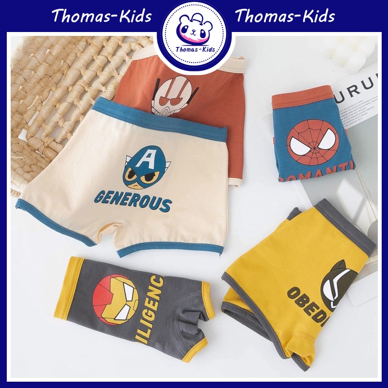 [THOMAS KIDS] 5 PCS 3-12 Yrs Kids Underwear Cute Super Hero Spiderman ...