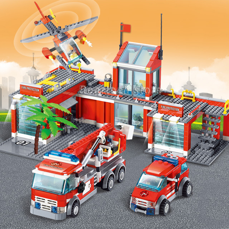 Lego City Fire Station Building Blocks Construction Firefighter Man ...