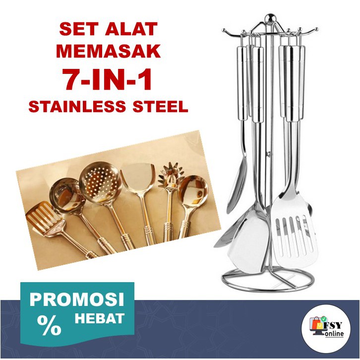 [Ready Stock] Set Alat Memasak 7-in-1 Stainless Steel Non Stick Cooking ...