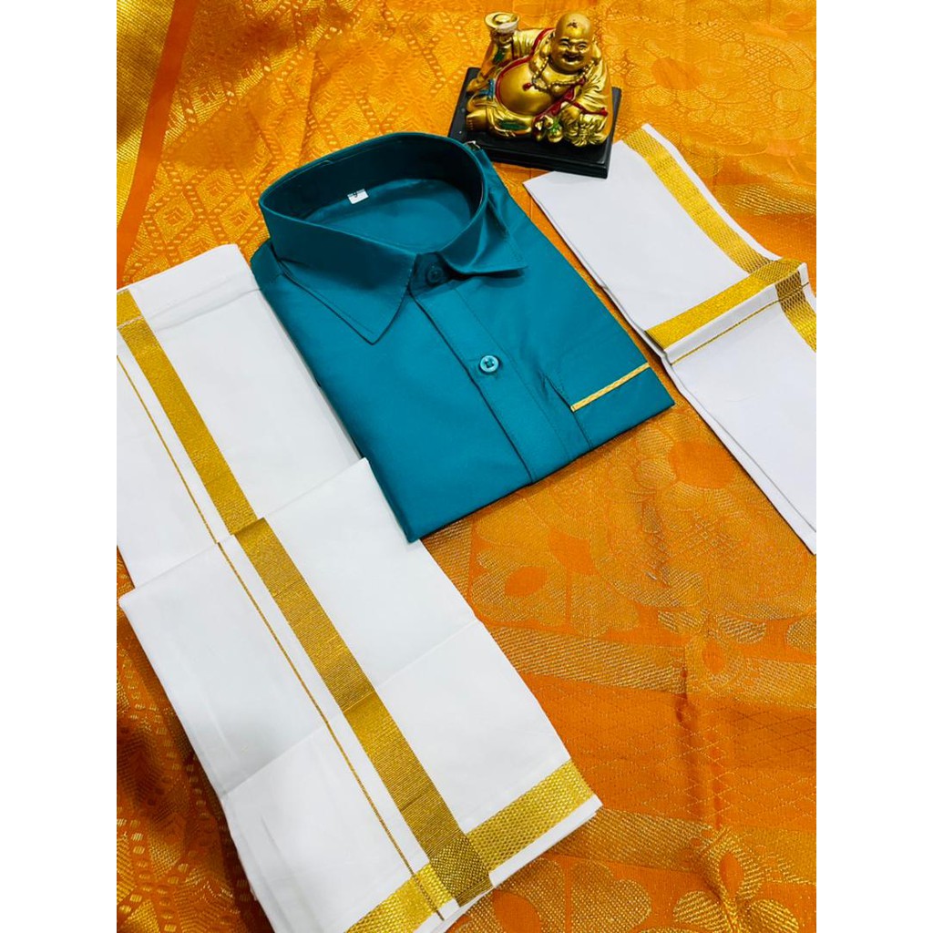 Kids cotton vesti dhoti + shirt / Indian Traditional / Ready made Ready ...