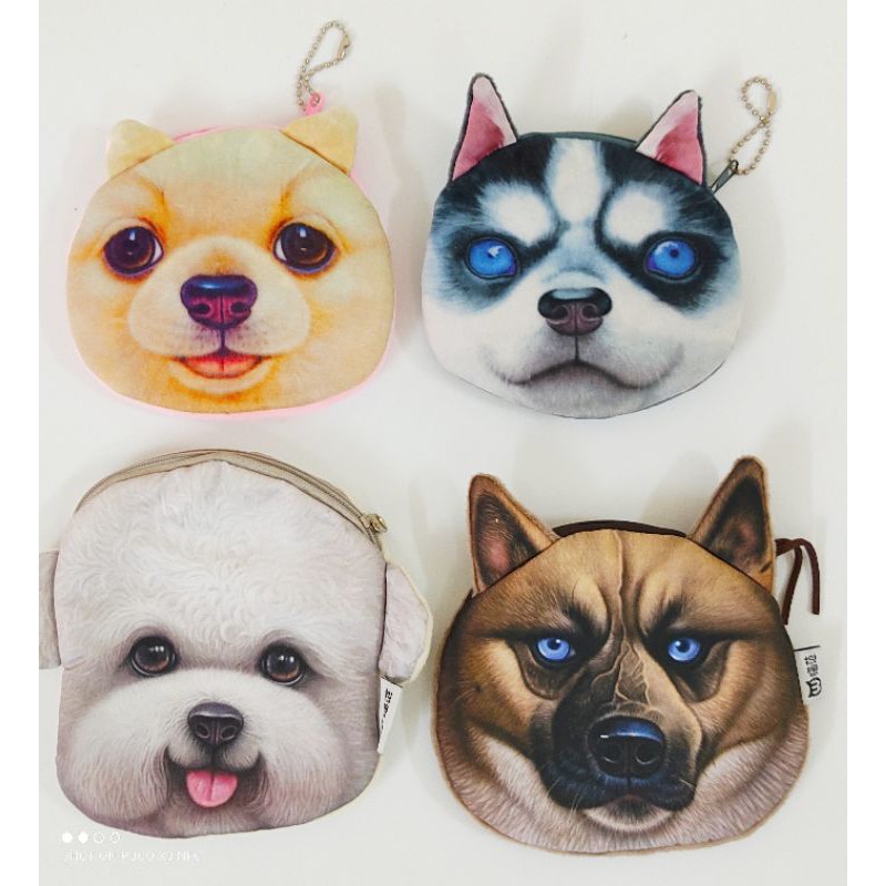 (Ready stock) Cute Cartoon Dog Head Shape Wallet Card Coin Pouch Purse ...