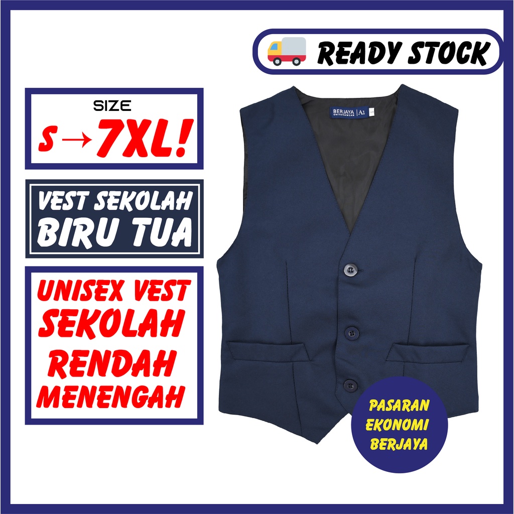 VEST SEKOLAH BIRU TUA PLUS SIZE DARK BLUE SCHOOL VEST UNIFORM PENGAWAS ...
