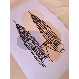 A4 art print - KLCC (Single line version) | Shopee Malaysia