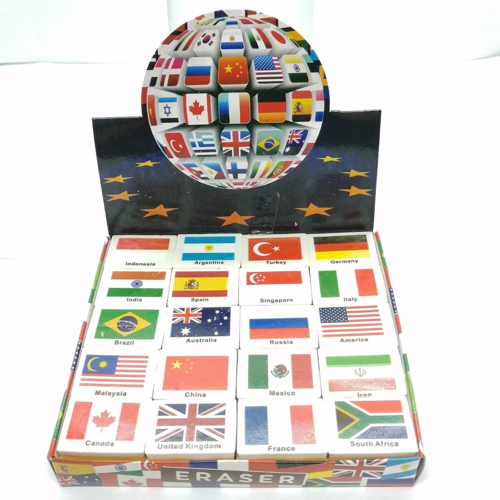 (Ready Stock)Flags Eraser Flag 60PCS YT1146 / Pemadam Negara Bendera ...