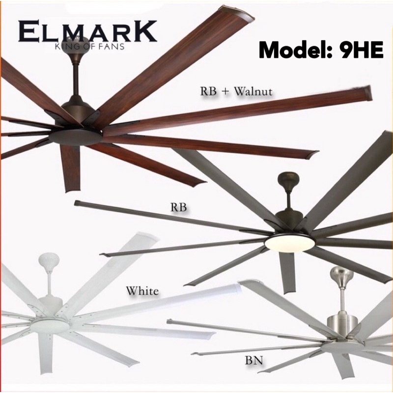 ELMARK 9HE 52”/60”/72”/96” DC CEILING FAN 9 BLADE REMOTE CONTROL 9HE52 ...